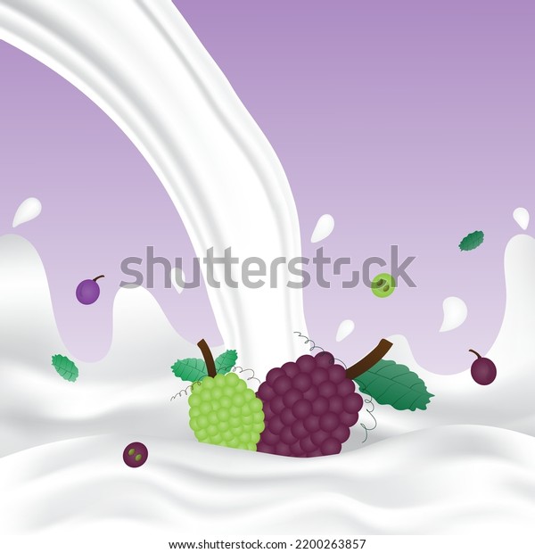 Grape Milk Splash White Splashing Liquid Stock Vector (Royalty Free ...