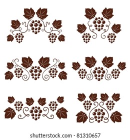 Grape Vine Ornate Silhouettes Set Vector Stock Vector (Royalty Free ...