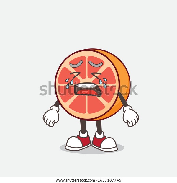 Grapefruit Cartoon Mascot Character Crying Expression Stock Vector ...