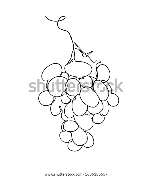 Grapes Continuous Line Art Drawing Style Stock Vector (Royalty Free ...