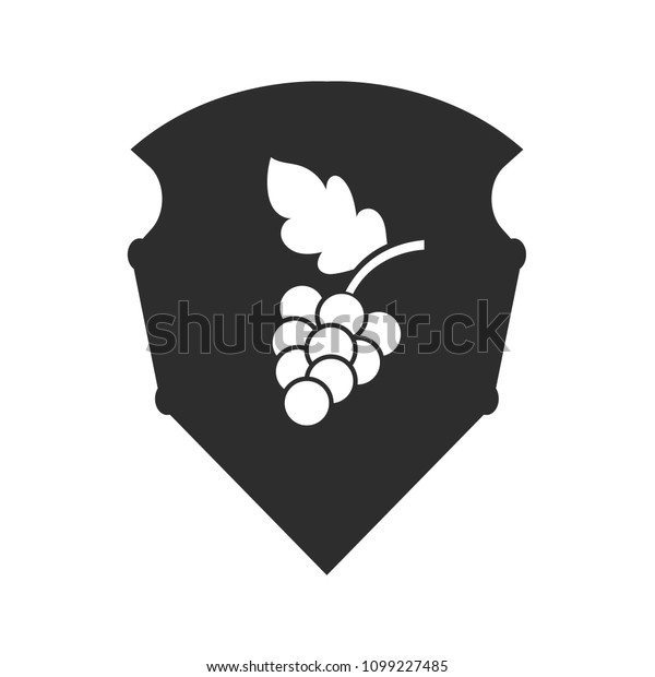 Grapes Shield White Icon Black Shield Stock Vector (Royalty Free ...