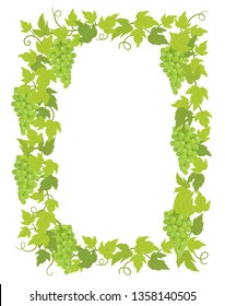 Illustration Grapes Leaves Frame On White Stock Vector (Royalty Free ...