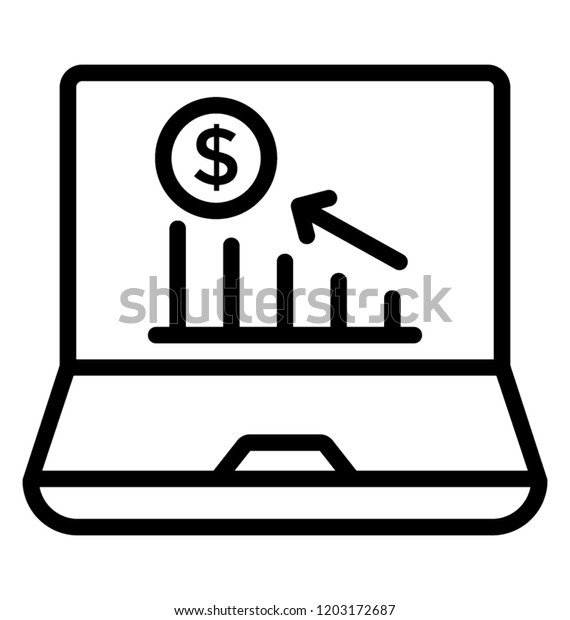 Graph Dollar Sign Laptop Statical Presentation Stock Vector (Royalty ...