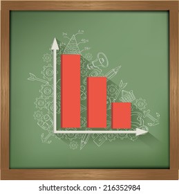 Graph Low Design On Blackboard Backgroundclean Stock Vector (Royalty ...