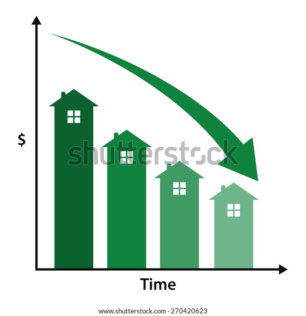 Grafik mit einem Wertverlust von Immobilien: Stock-Vektorgrafik ...