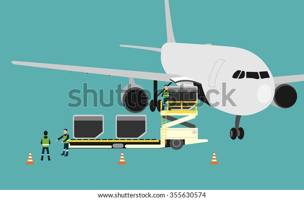Graphic Airplane Cargo Loading Stock Vector (Royalty Free) 355630574 ...