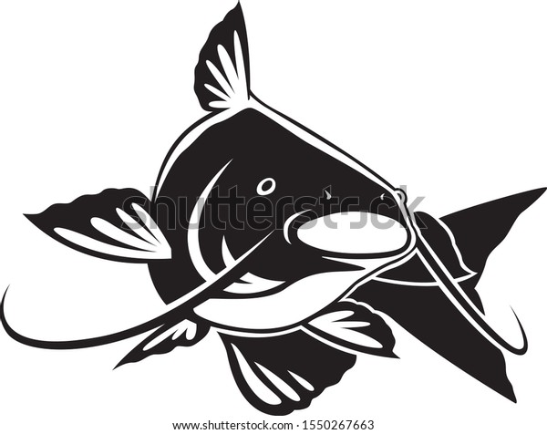 Graphic Black Catfish On White Background Stock Vector (Royalty Free ...