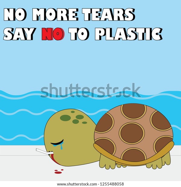 Graphic Bleeding Sea Turtle Suffering Plastic Stock Vector (Royalty ...
