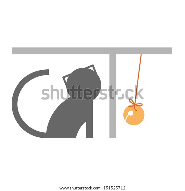 Graphic Cat Character Playing Bell Stock Vector (Royalty Free ...
