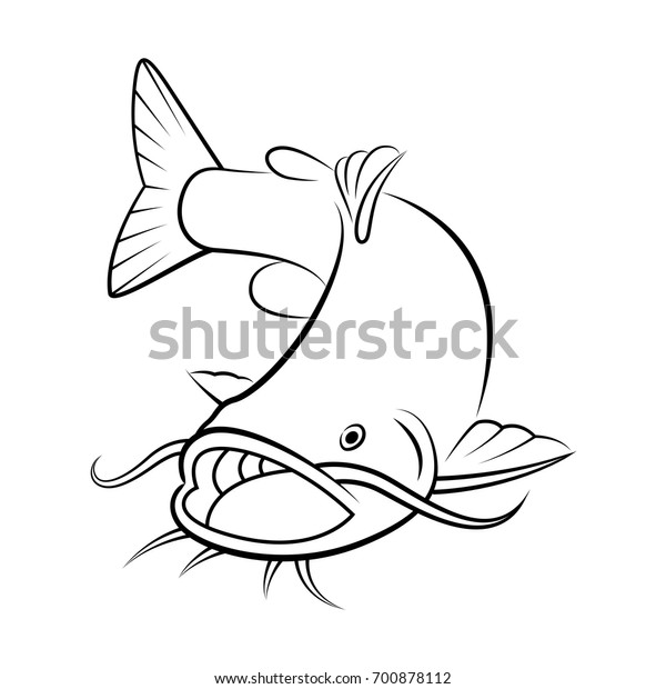 Graphic Catfish On White Background Vector 스톡 벡터(로열티 프리) 700878112 ...