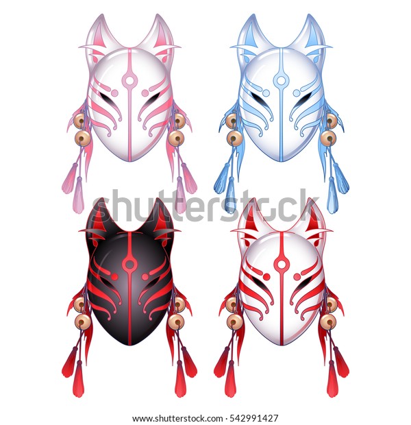 Graphic Demon Fox Masks Set Isolated Stock Vector (Royalty Free) 542991427