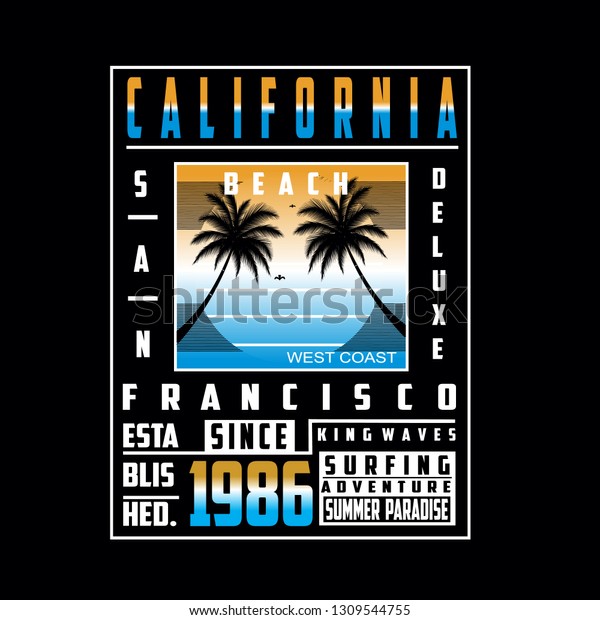 Graphic Design California Beach Vector Illustration Stock Vector ...
