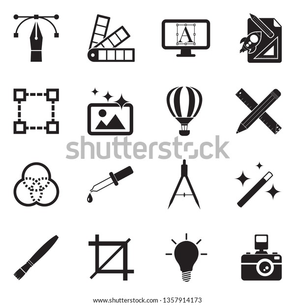 Graphic Design Icons Black Flat Design Stock Vector (Royalty Free ...
