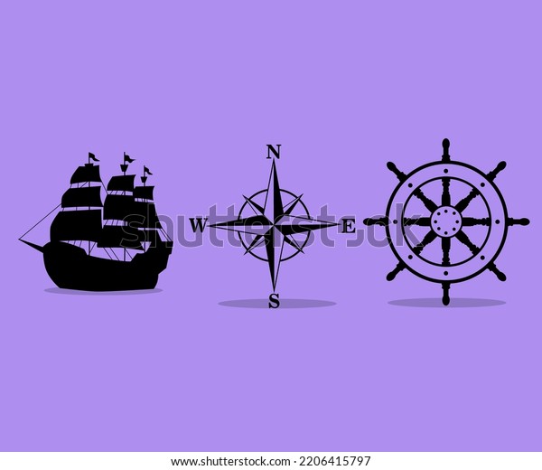 Graphic Design Illustration Ship Rudder Compass Stock Vector (Royalty ...