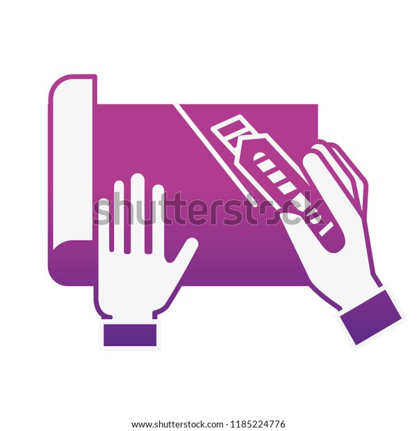 Graphic Designer Hands Cutting Paper Stock Vector (Royalty Free ...
