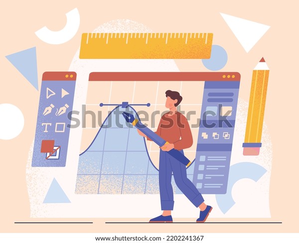 Graphic Designer Profession Young Man Holds Stock Vector (Royalty Free ...