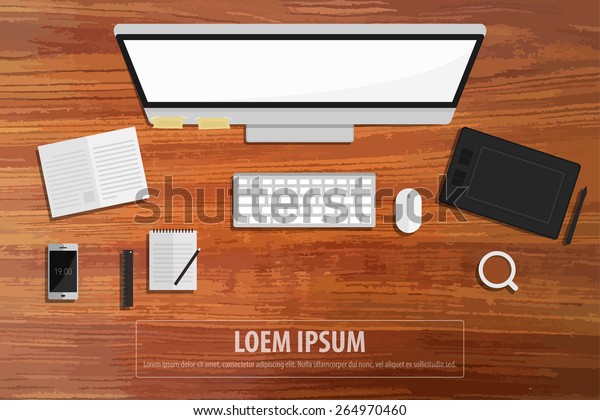 Graphic Designers Desk Top Viewvector Eps10 Stock Vector (Royalty Free ...