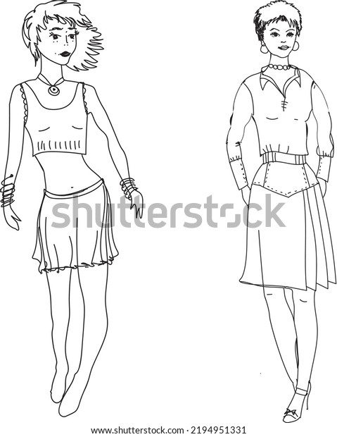Graphic Drawing Girls Vector Graphics Background Stock Vector (Royalty ...