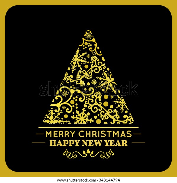 Graphic Elegant Gold Christmas Tree Vector Stock Vector (Royalty Free ...