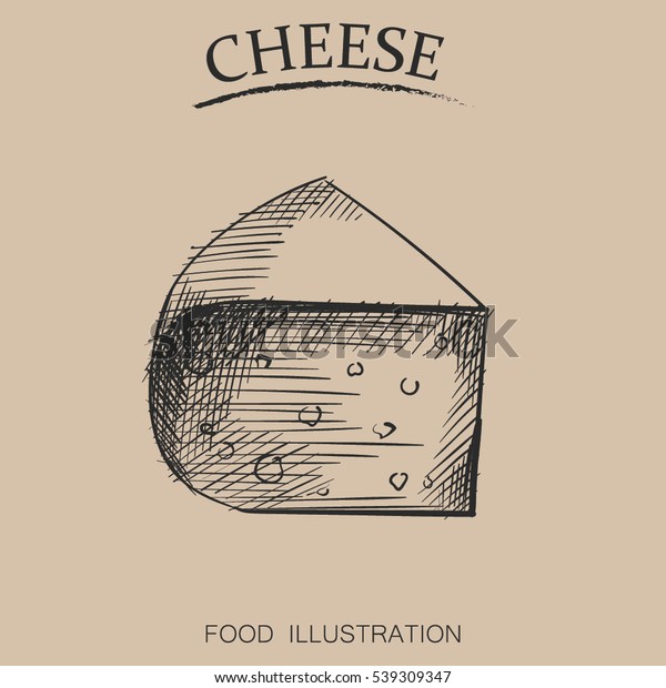 Graphic Hand Drawn Cheese Sketch Vector Stock Vector (Royalty Free ...