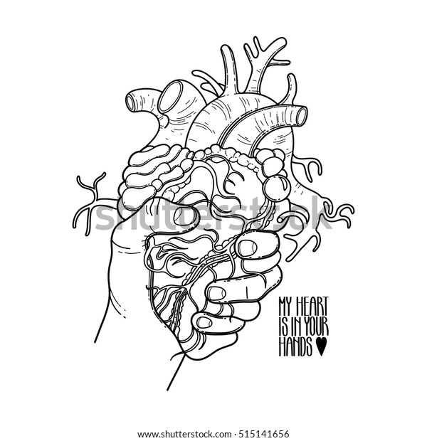 Graphic Hand Grasping Human Heart Vector: vector de stock (libre de ...