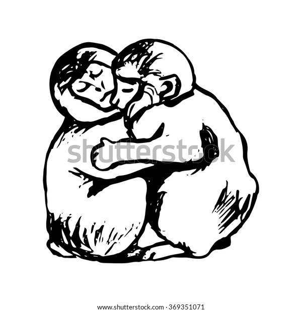 Graphic Image Two Kissing Monkeys Stock Vector (Royalty Free) 369351071
