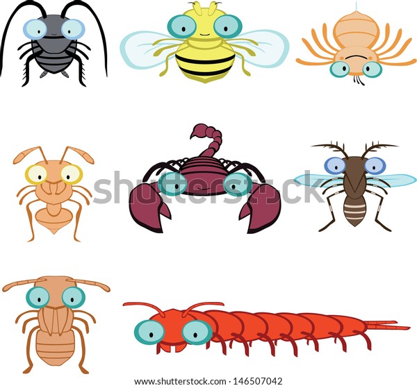 Graphic Insects Arthropod Include Cockroach Fly Stock Vector (Royalty ...