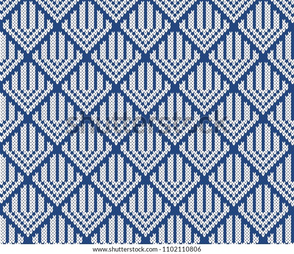 Graphic Jacquard Knitted Seamless Pattern Design Stok Vektör (Telifsiz ...