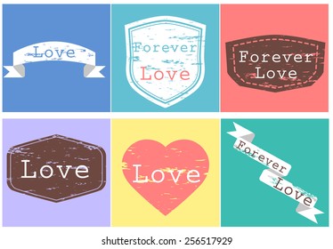 Graphic Label Forever Love Text Set: vector de stock (libre de regalías ...