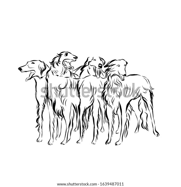 Graphic Pack Dogs Line Art Animal Stock Vector (Royalty Free ...
