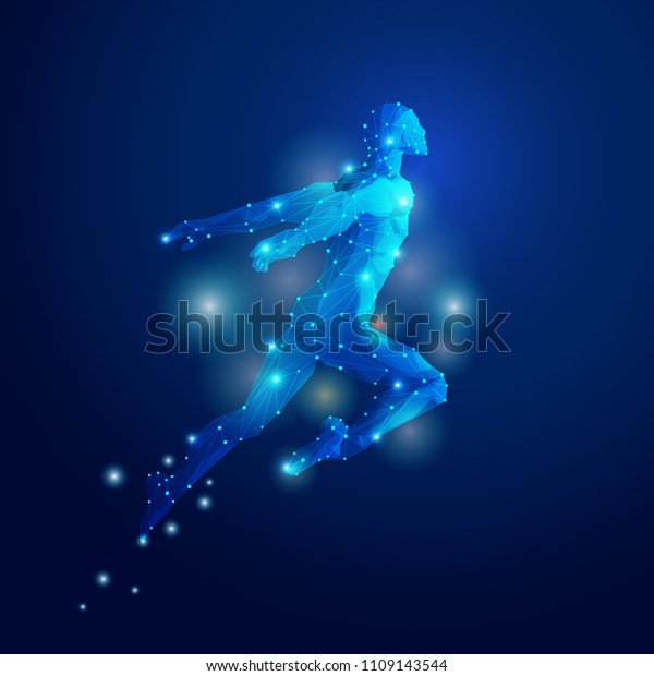 Graphic Polygon Man Jumping Futuristic Style Stock Vector (Royalty Free ...