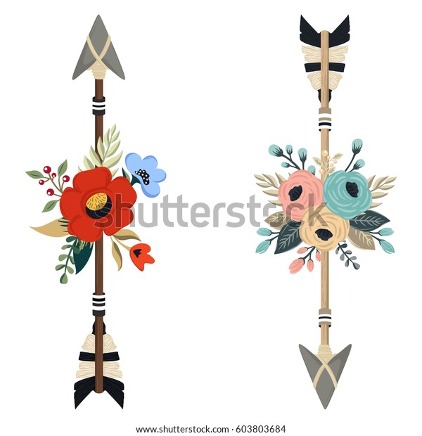 Graphic Set Indian Arrows Flower Bouquet Stock Vector (Royalty Free ...