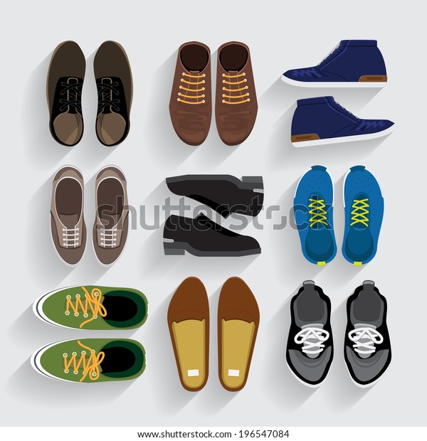 Graphic Set Shoes Flat Design Vector Stock Vector (Royalty Free) 196547084