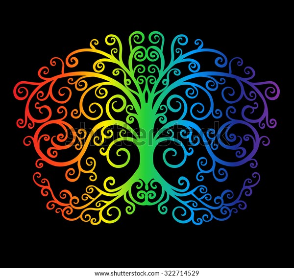 Graphic Silhouette Rainbow Tree Roots Curls Stock Vector (Royalty Free ...
