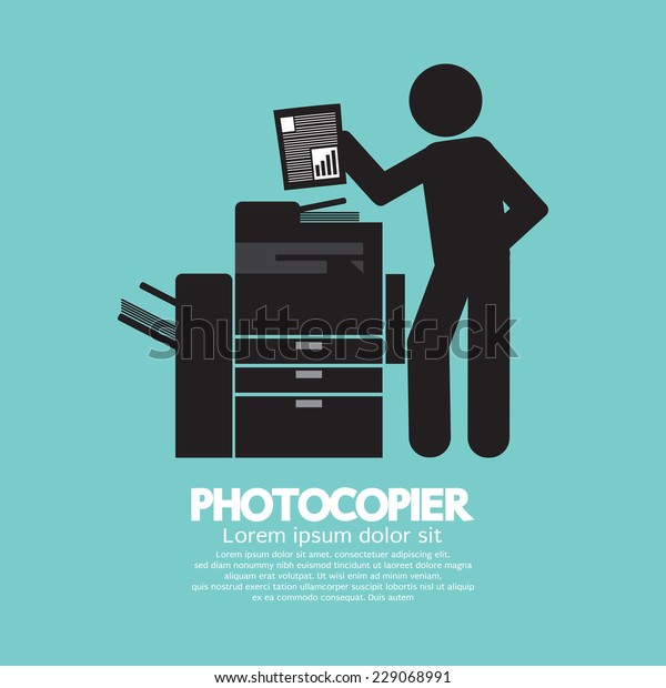 Graphic Symbol Of A Man Using A Photocopier Vector Illustration