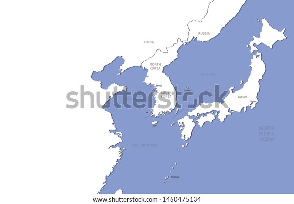 graphic vector east sea map of korea.map of dokdo in korea.