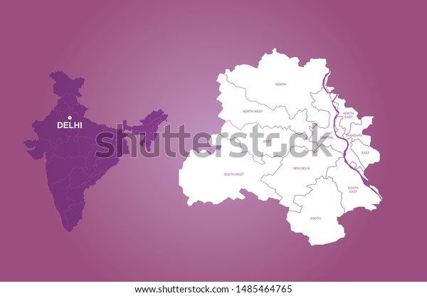 Graphic Vector Map Delhi Map India Stock Vector (Royalty Free ...
