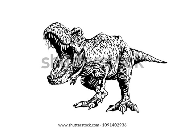 Graphical Angry Dinosaur Isolated On White Stock Vector (Royalty Free ...
