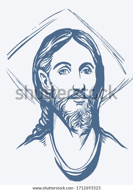 Graphical Blue Sketch Jesus Vector Religion Stock Vector (Royalty Free ...
