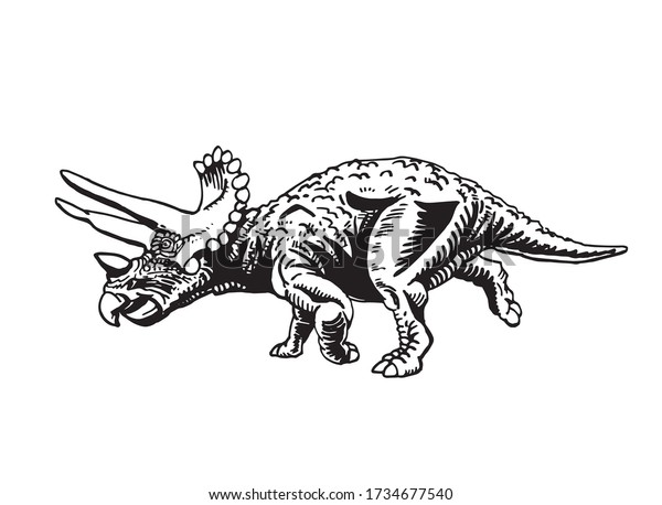 Graphical Handdrawn Triceratops Running Isolated On Stock Vector ...