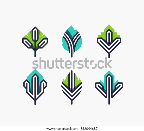 Graphical Leaf Symbols Set Color Line 库存矢量图（免版税）662044687 | Shutterstock