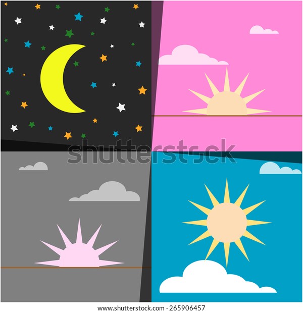 Graphical Representation Day Night Morning Afternoon Stock Vector ...