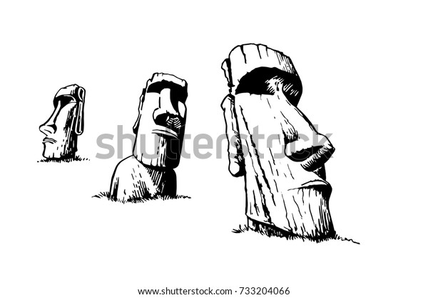 Graphical Set Moai Isolated On White Stock Vector (Royalty Free ...