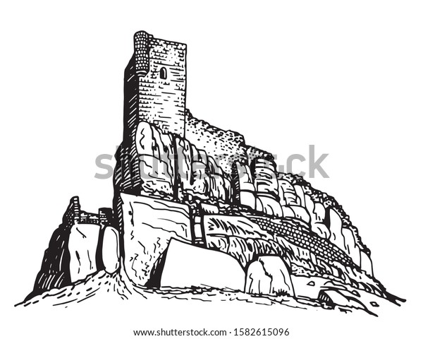 Graphical Sketch Castillo Castle Isolated On Stock Vector (Royalty Free ...