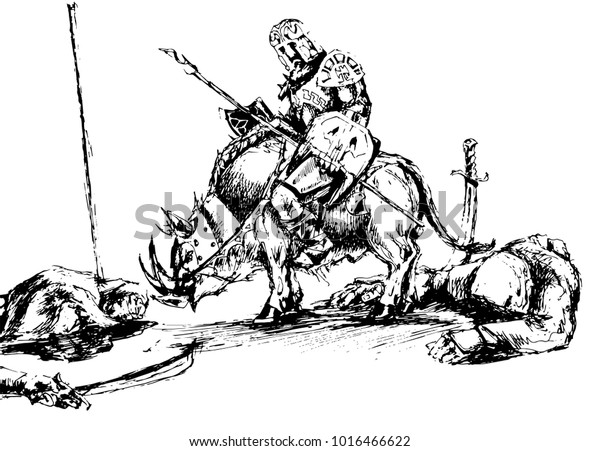 Graphical Sketch Troll Riding On Wild Stock Vector (Royalty Free ...