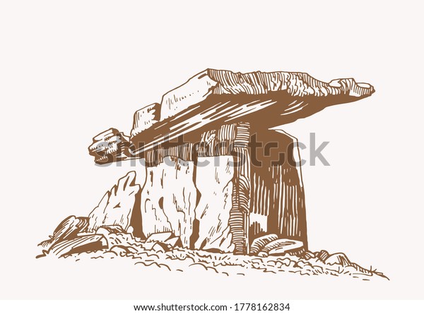 Graphical Vintage Dolmen Vector Illustration Architecture Stock Vector ...