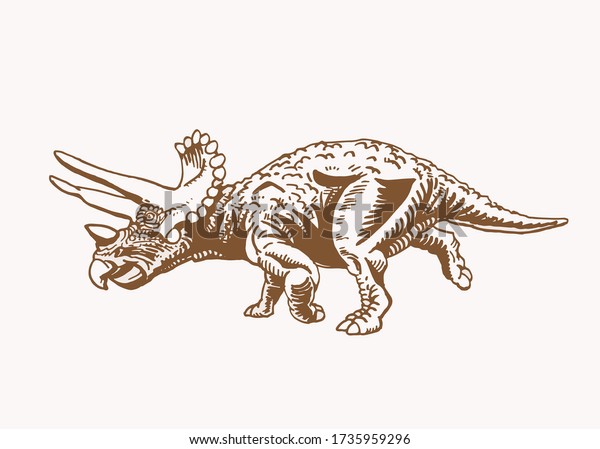 Graphical Vintage Triceratops Running Vector Illustration Stock Vector ...