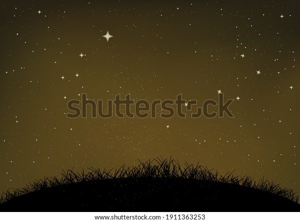 Grass Ground Starry Night Sky Backdrop Stock Vector (Royalty Free ...