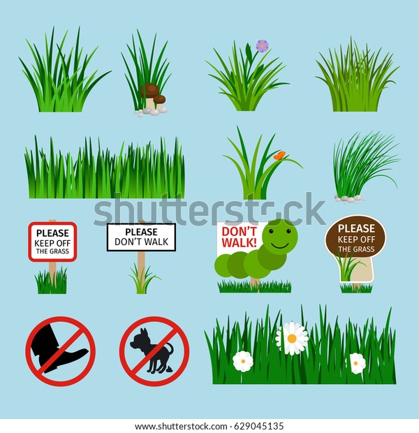 Grass Lawn Signs Vector Set Garden: เวกเตอร์สต็อก (ปลอดค่าลิขสิทธิ์ ...