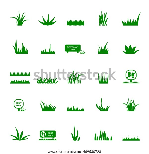 Grass Signs Icons Set Isolated On Stok Vektör (Telifsiz) 469530728 ...